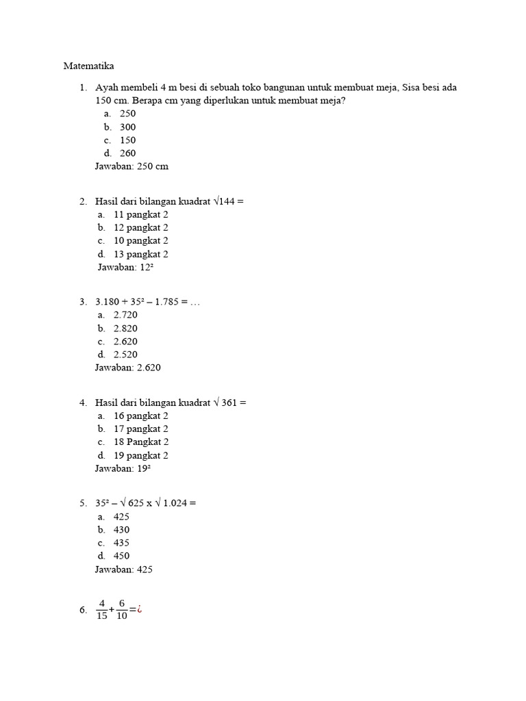 LCT Matematika | PDF | Metode & Bahan Ajar | Griya & Taman