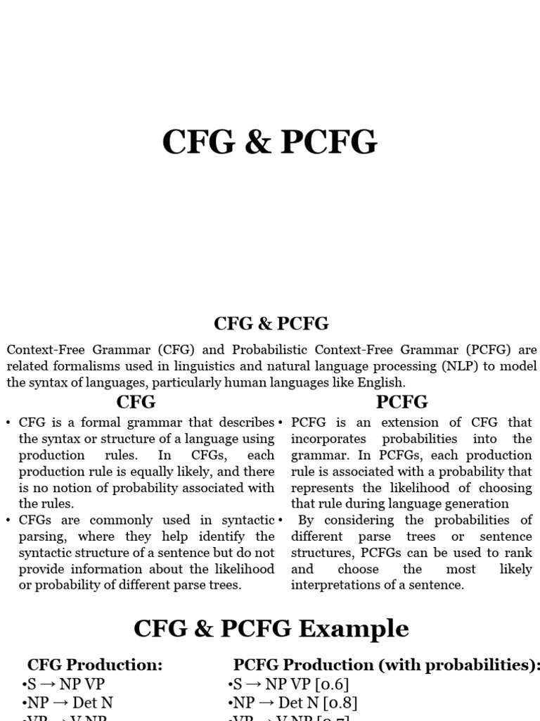 CFG & PCFG | PDF | Parsing | Linguistics