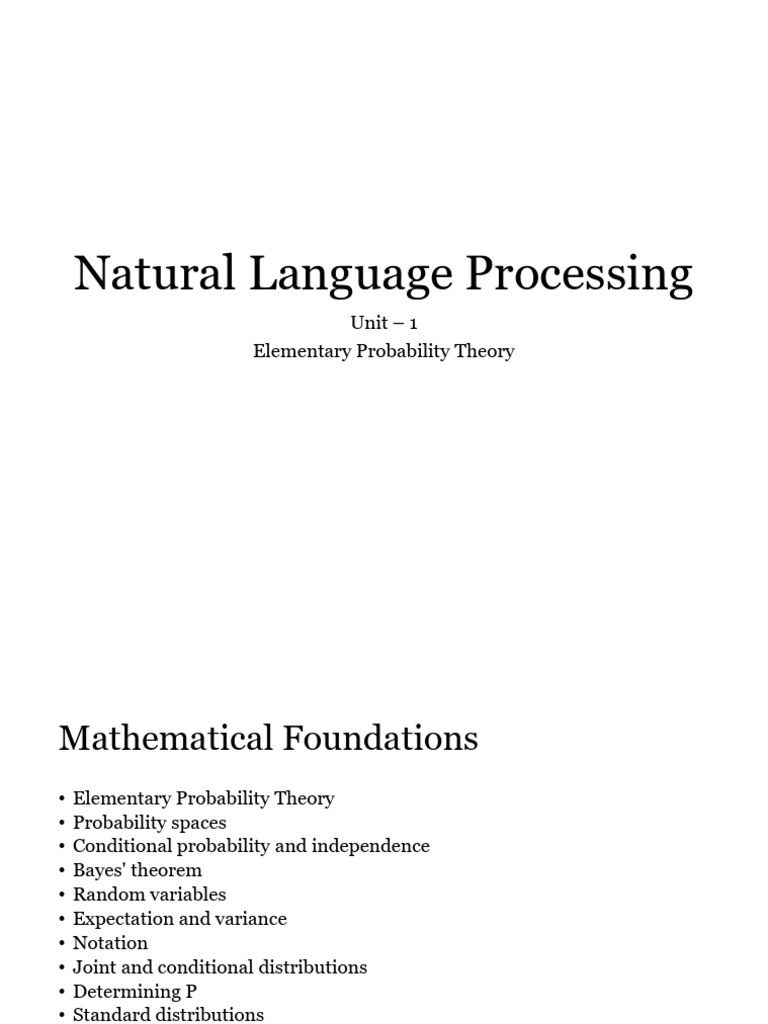 Natural Language Processing Natural Language Processing: Unit - 1 ...