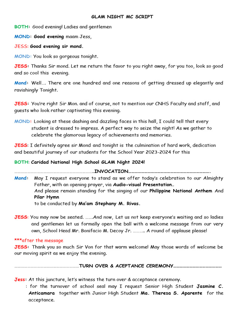 Glam Night-Mc-Script | PDF