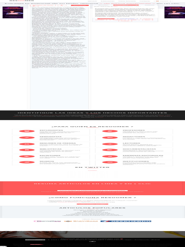 Resoomer Resumidor para hacer un resumen automático de texto en línea ...