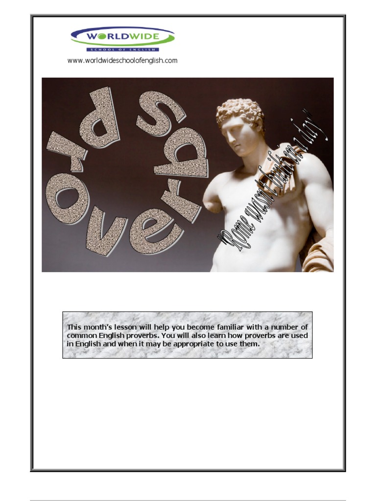 English Proverbs Lesson - 1 | PDF | Proverb | Wisdom