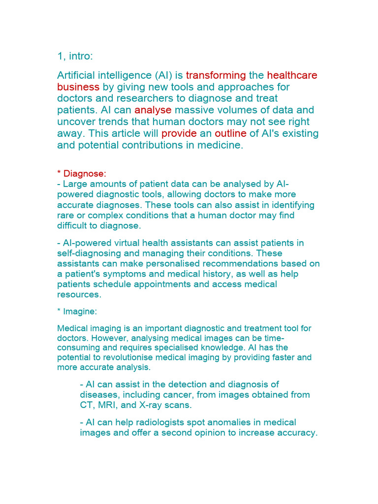 AI Innovations in Healthcare Diagnosis | PDF