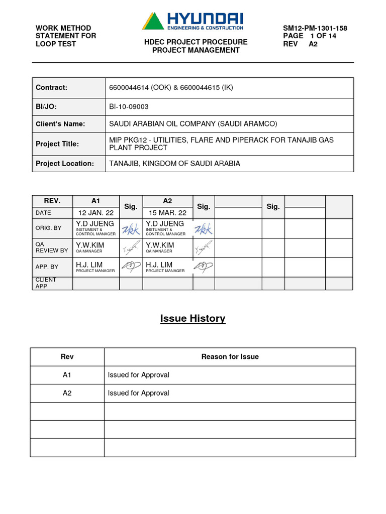 Loop Testing Procedure for Tanajib Project | PDF | Instrumentation ...
