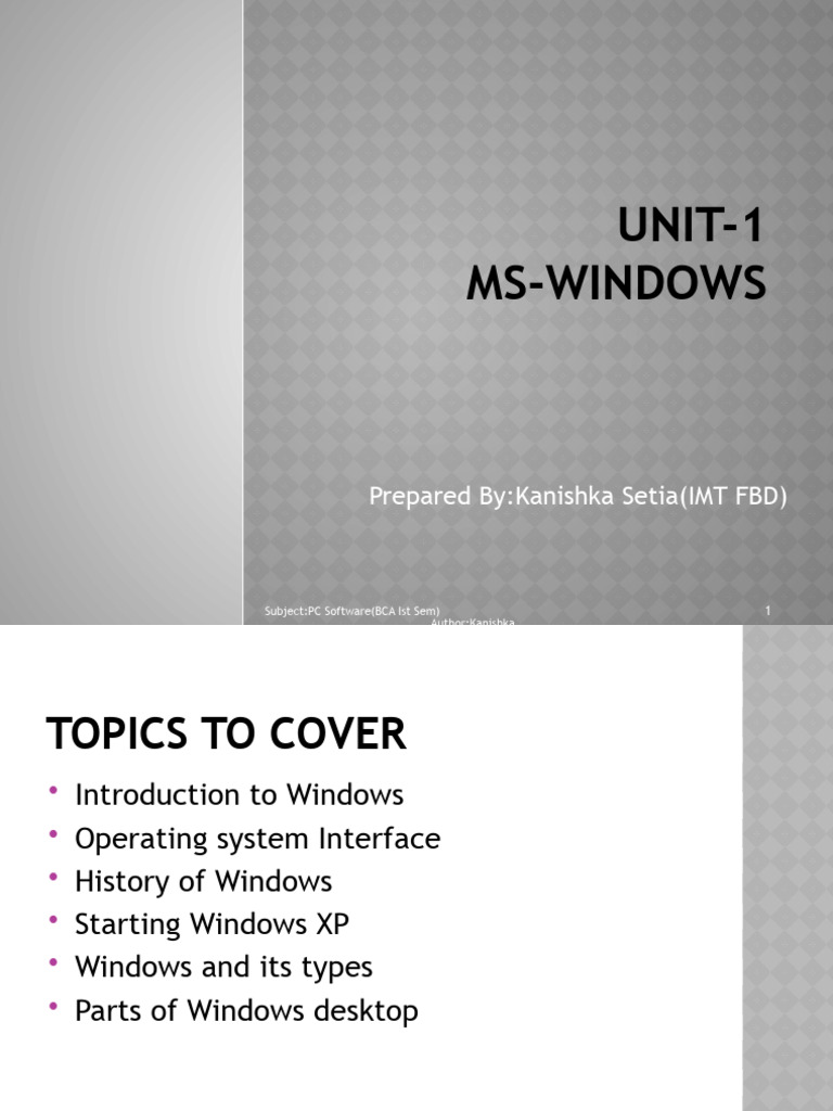 UNIT-1-Introduction To Windows | PDF | Window (Computing) | Microsoft ...