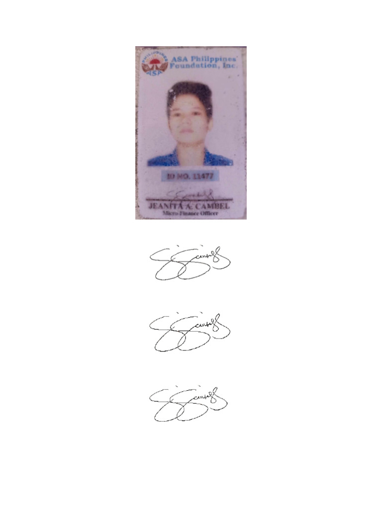 VALID ID WITH SIGNATURE (Jeanita A. Cambel) | PDF