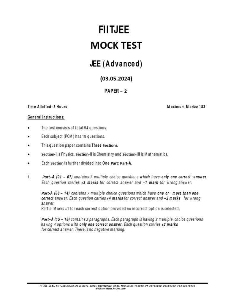 Adv Paper 2 (03.05.2024) - 1 | PDF | Photoelectric Effect | Electronvolt