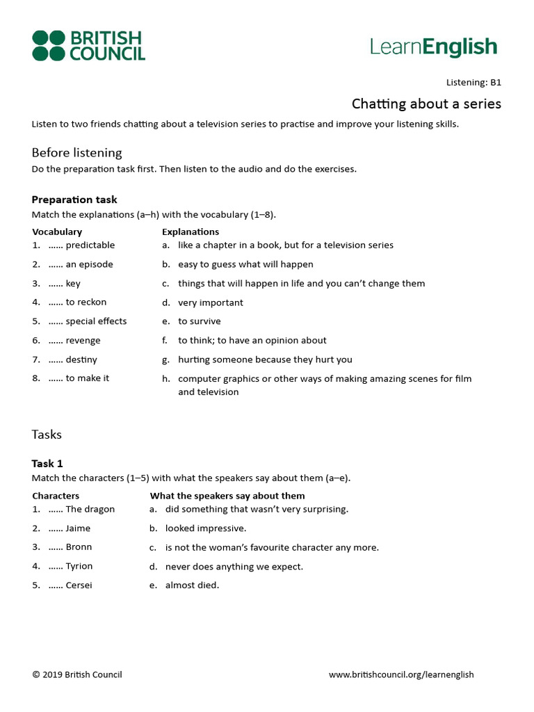 LearnEnglish Listening B1 Chatting About A Series | PDF