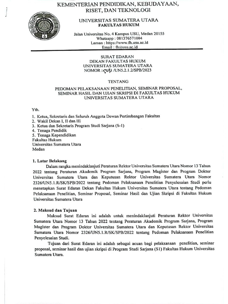 SE Dekan Sempro Semhas Ujian Skripsi | PDF