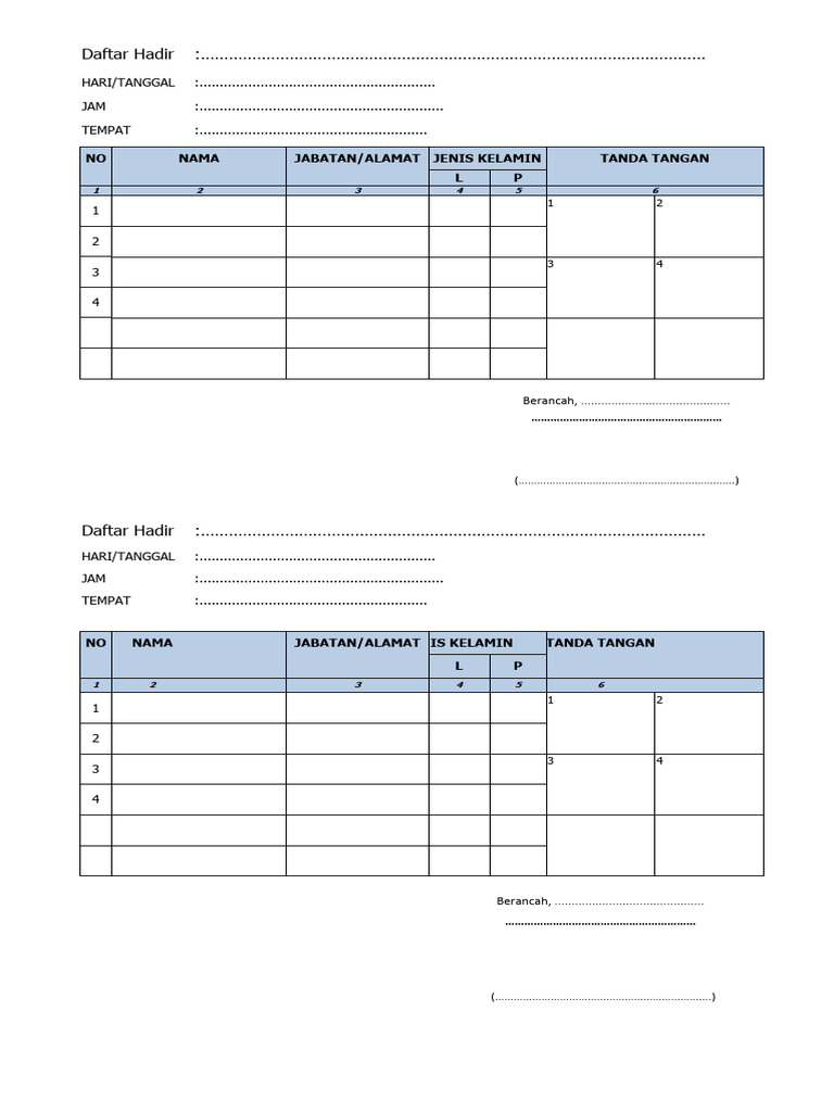 Absen Rapat Lengkap 2018 | PDF