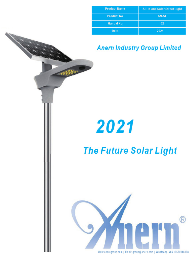 Adjustable Solar Panel Solar Street Light Manual (SL) | PDF | Solar ...