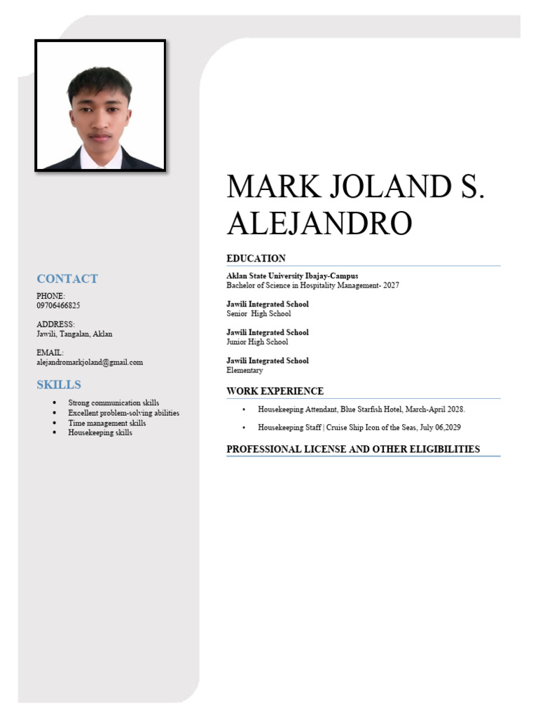 Mark Joland S. Alejandro's Resume | PDF
