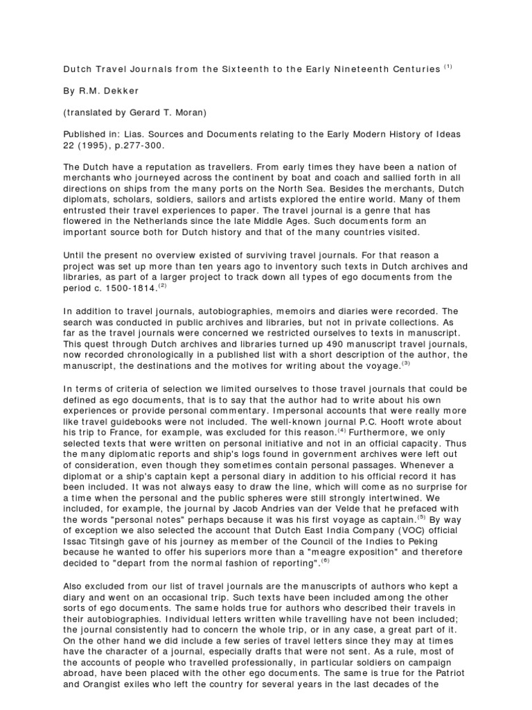 R.dekker Dutch Travel Journals 1995 | PDF | Travel Literature | Netherlands