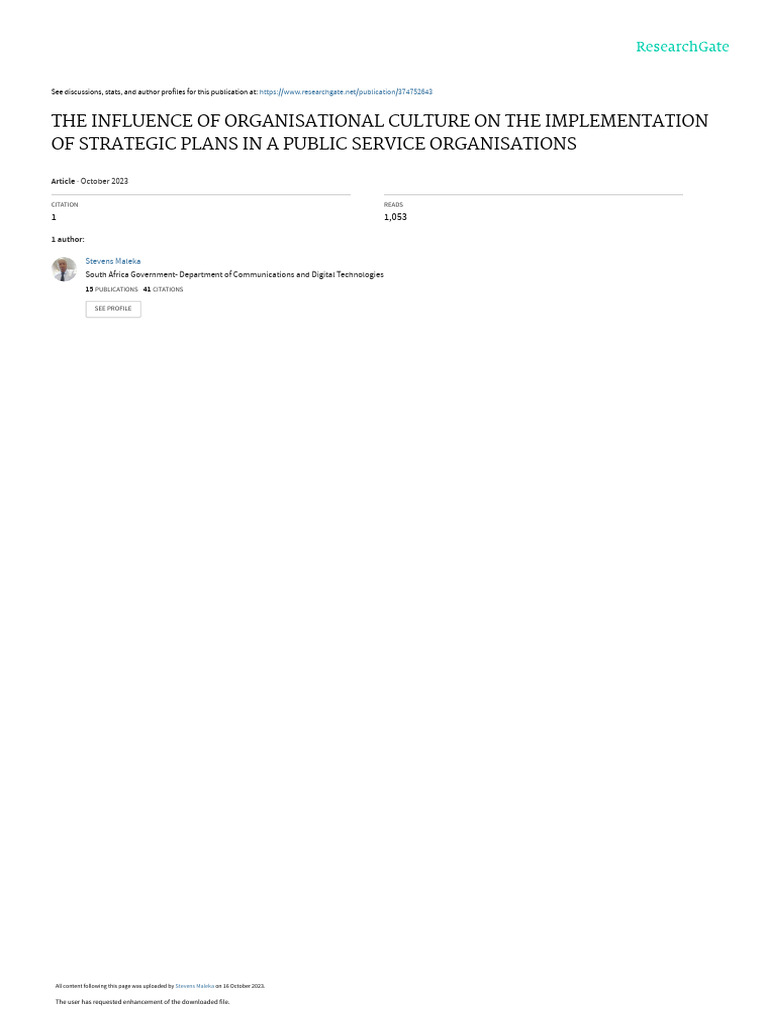 The Influence of Organisational Culture On The Implementation of ...