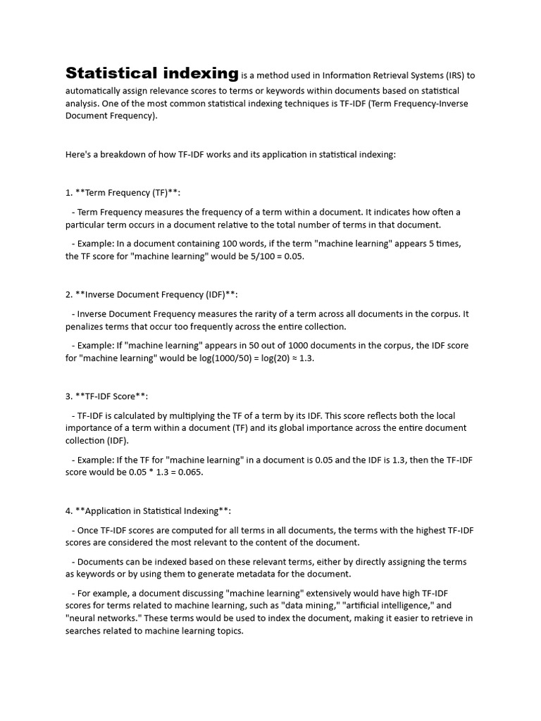 Statistical Indexing Is A Method Used in Information Retrieval Systems | PDF | Cluster Analysis ...