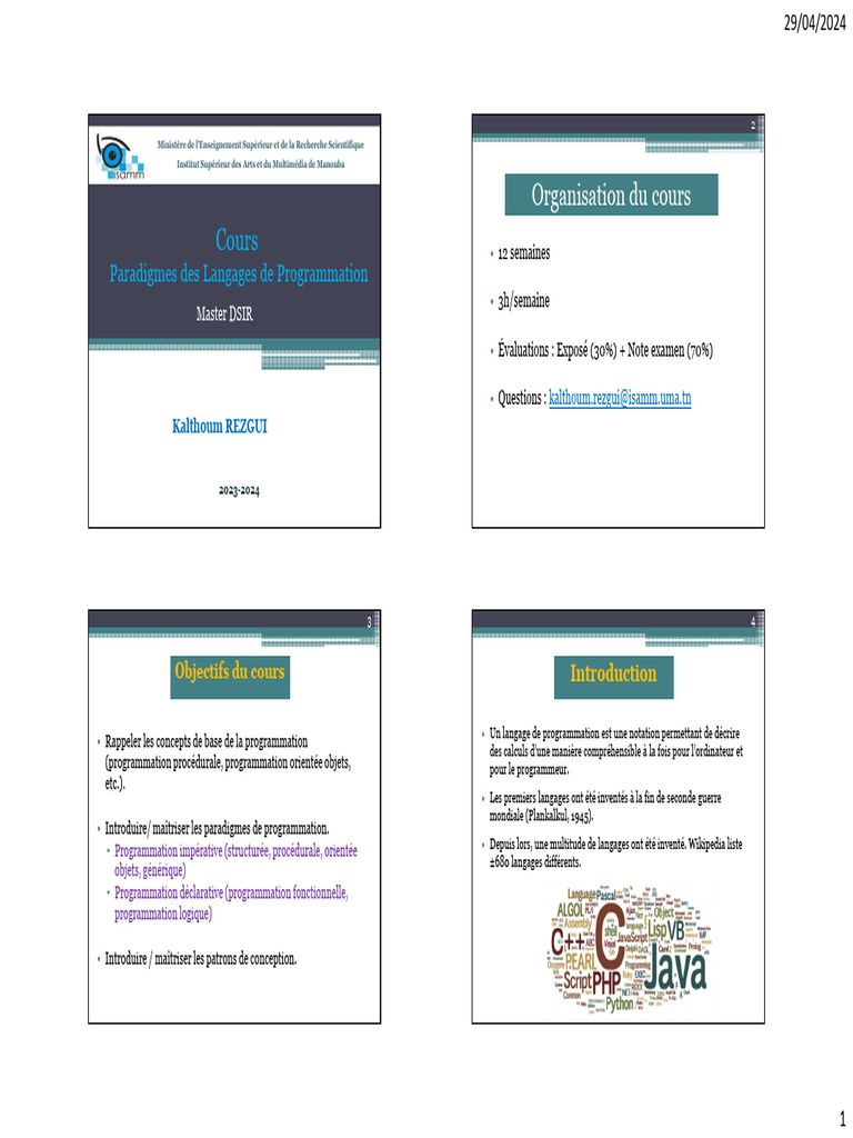 Cours Paradigm de Programmation | PDF | Programmation informatique | Langage de programmation