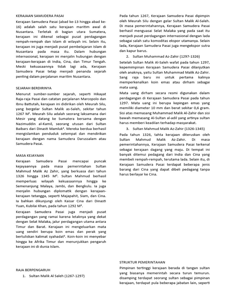 Sejarah Kerajaan Samudera Pasai | PDF