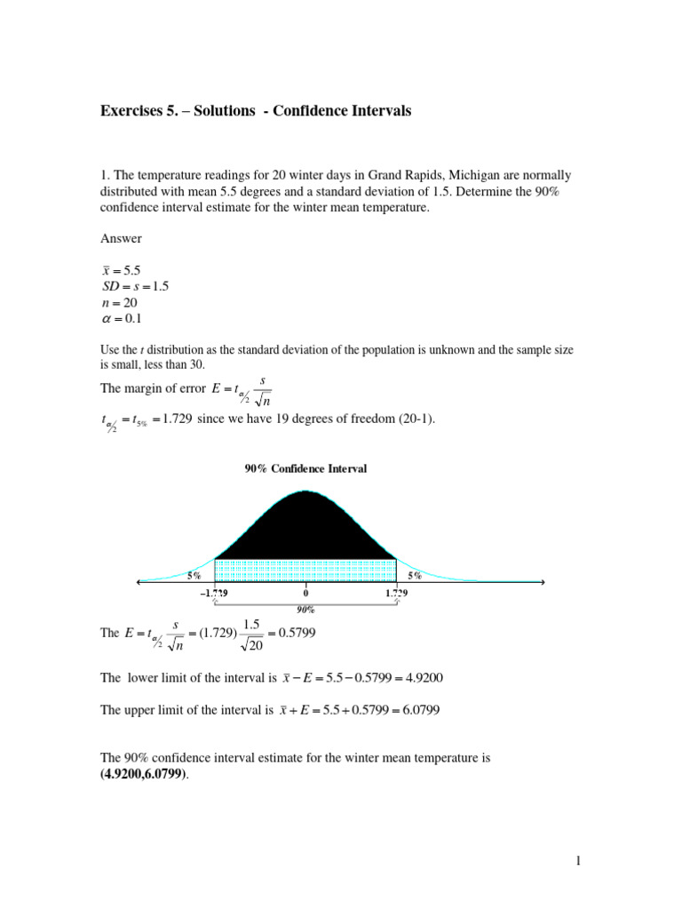 Solutions CI 5 | PDF | Standard Deviation | Sample Size Determination