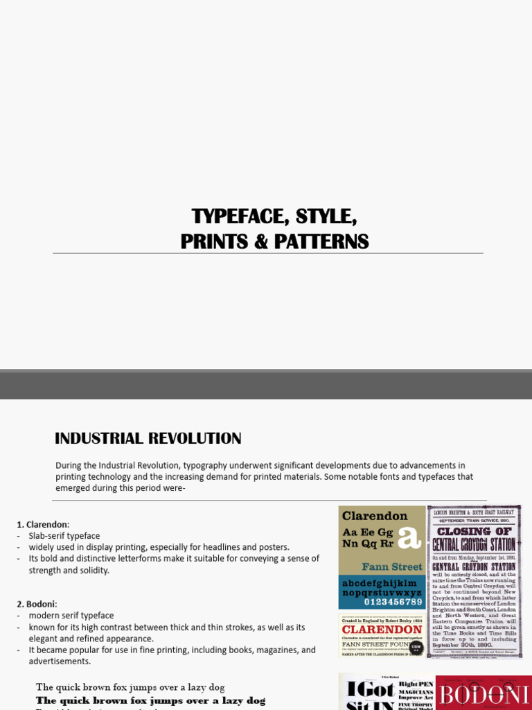 Typeface, Prints and Patterns - From Industrial Revolution To Post Moderism | PDF | Sans Serif ...