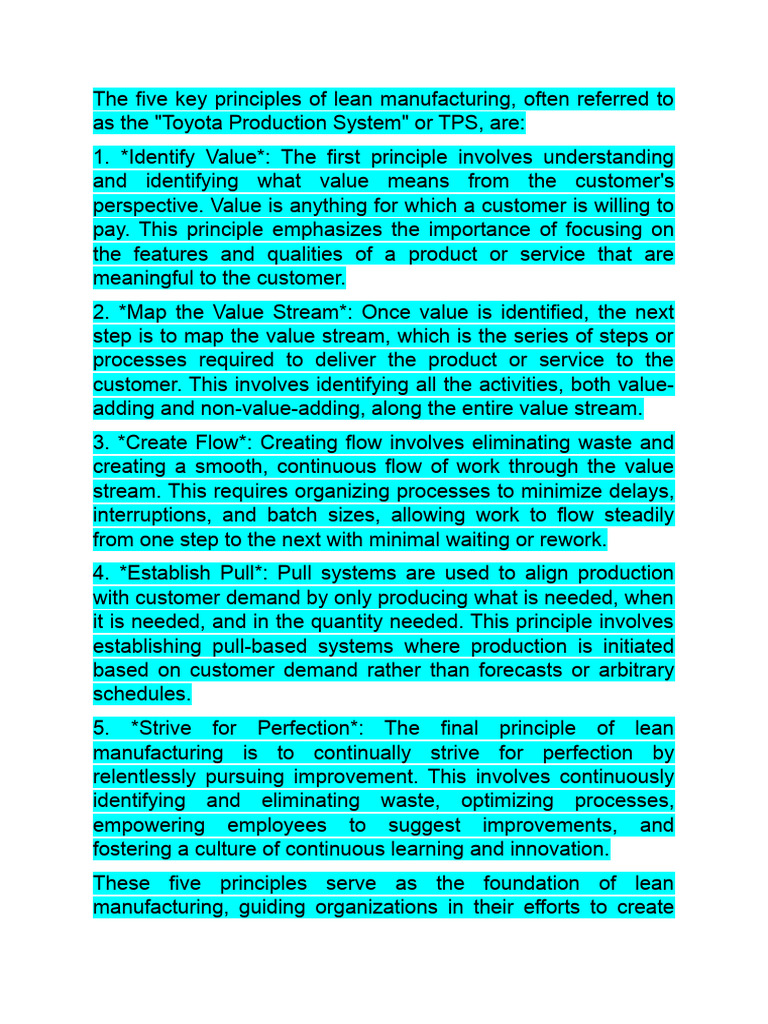 Lean Manufacturing Principles Explained | PDF | Lean Manufacturing ...