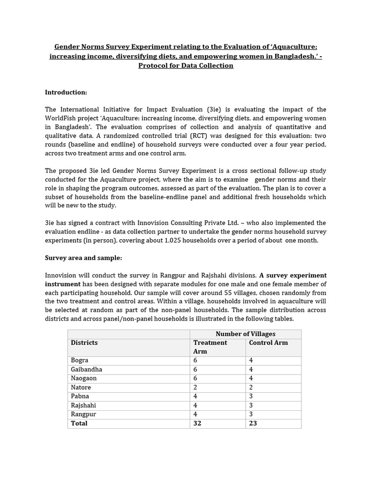 Gender Norms Data Collection Protocol FINAL | PDF | Experiment | Outlier