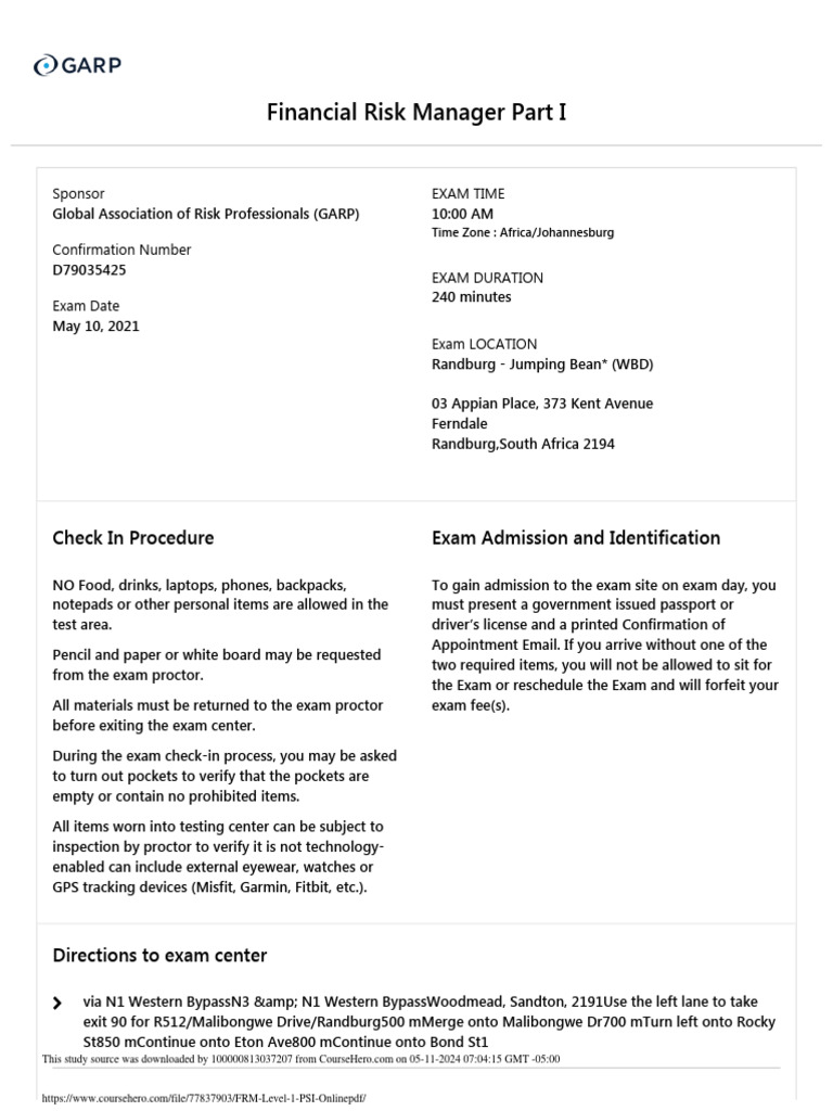 FRM Level 1 PSI Online PDF | PDF