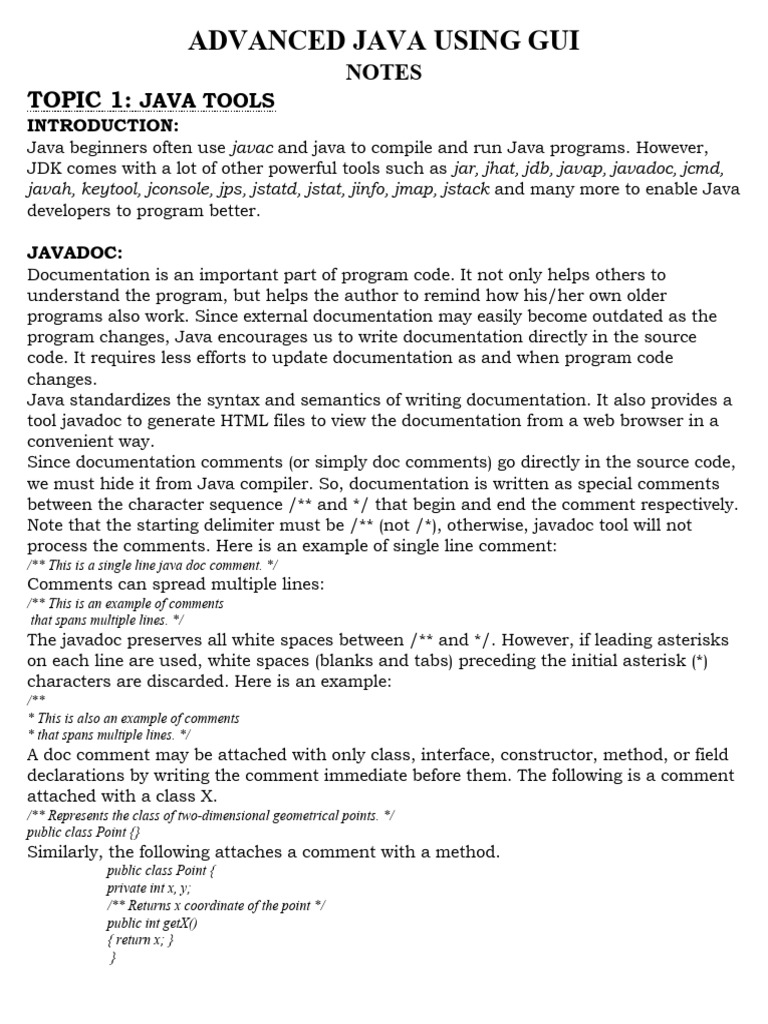 Advanced Java Using Gui Notes | PDF | Java (Programming Language ... Advanced Java Using Gui Notes | PDF | Java (Programming Language ...
