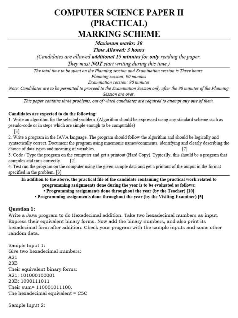 Computer Science Paper Ii Marking Scheme | PDF | Scheme (Programming Language) | Computer Program