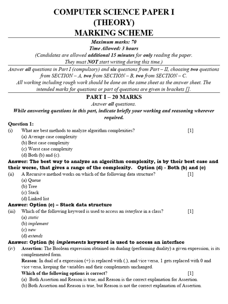 Computer Science Paper Xii 2024 Marking Scheme | PDF | Method (Computer Programming ...