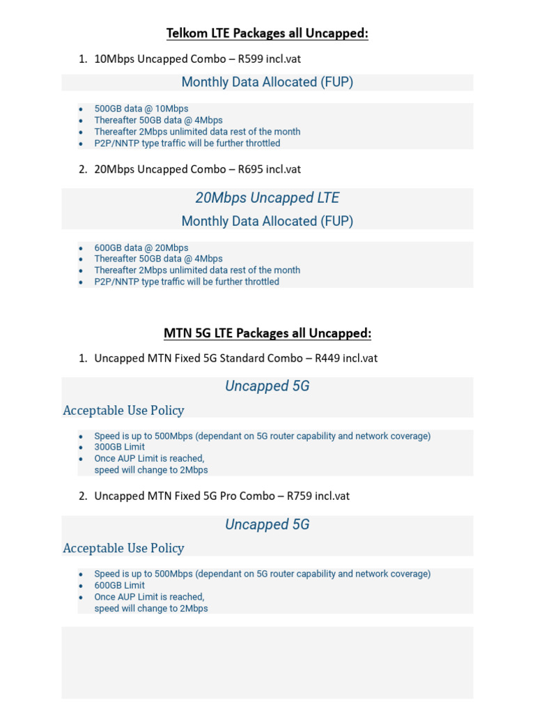 LTE Packages All Uncapped | PDF | Information Technology ...