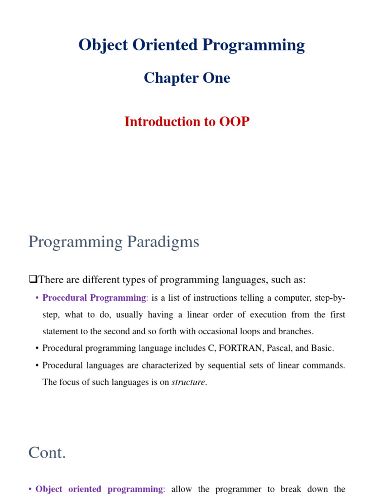 CH1 Introduction to OOP | PDF | Java (Programming Language) | Object Oriented Programming