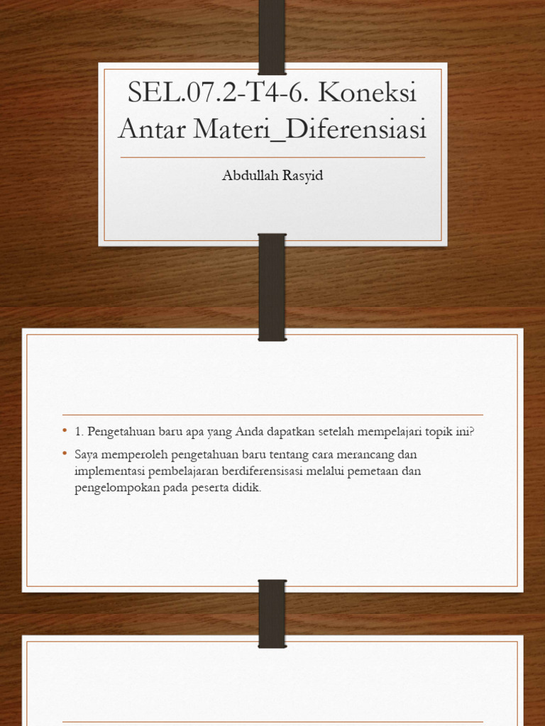 Abdullah Rasyid - SEL.07.2-T4-6. Koneksi Antar Materi - Diferensiasi | PDF