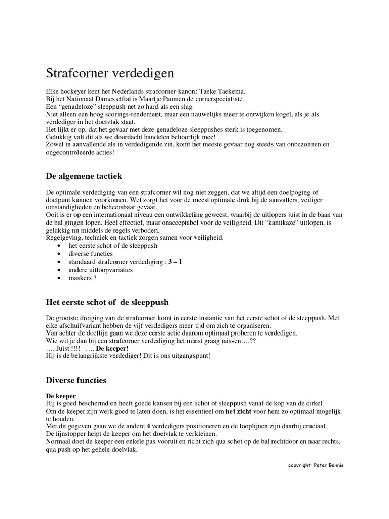 Strafcorner Verdedigen | PDF