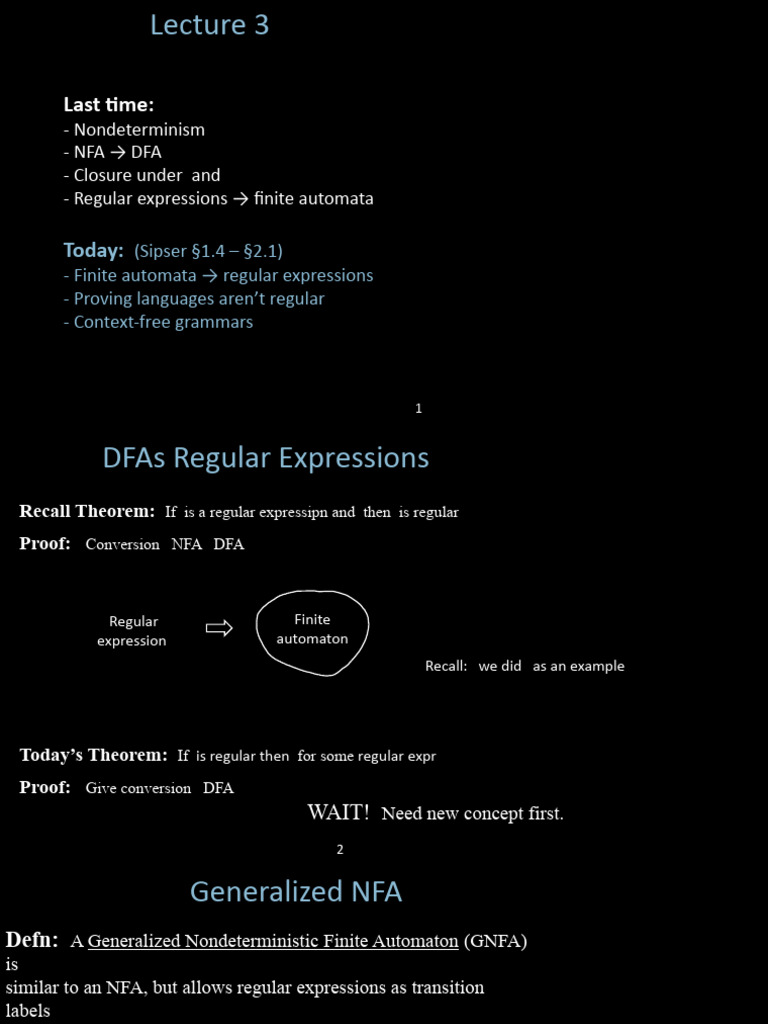 Lec3 Nonregular Language And Cfg Pdf Regular Expression Syntax Logic 3670