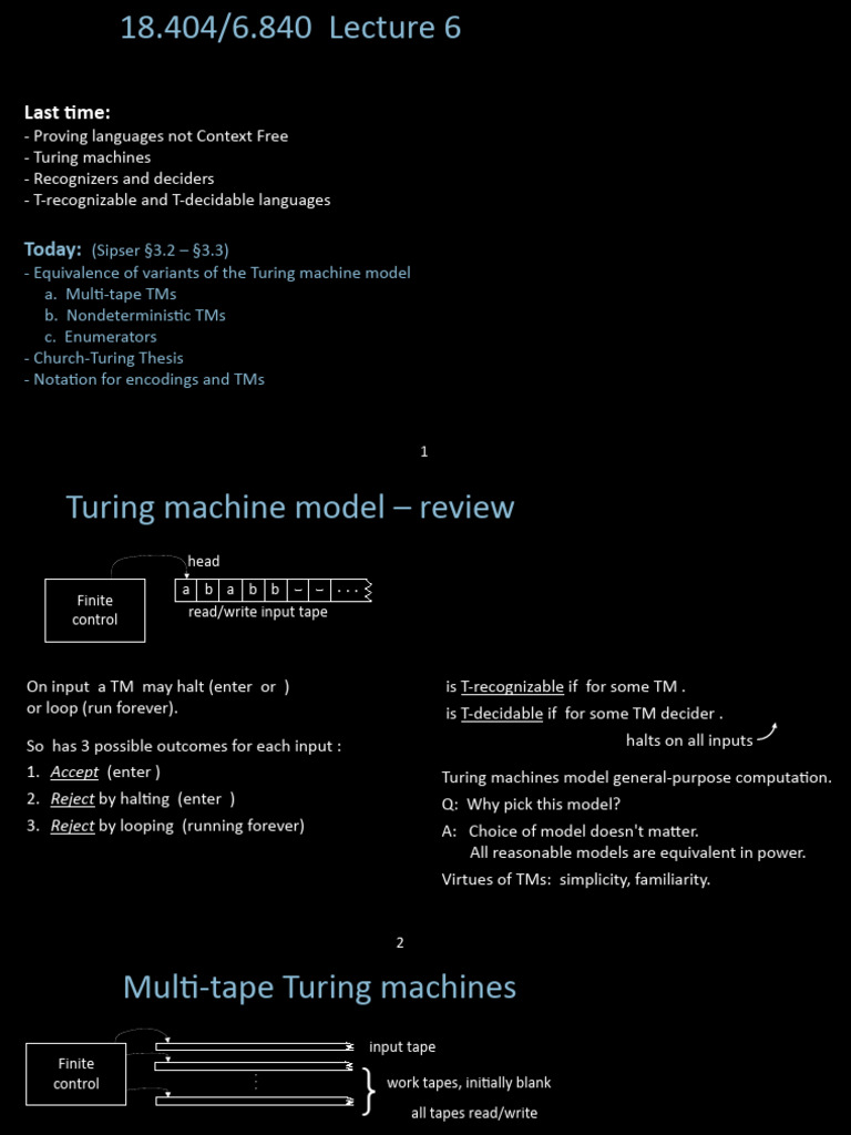 Lec6 - Nondeterministic TMs | PDF | Mathematics | Theoretical Computer Science