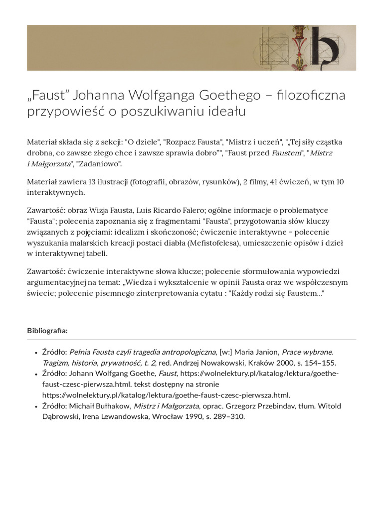 Faust Johanna Wolfganga Goethego Filozoficzna Przypowiesc o ...