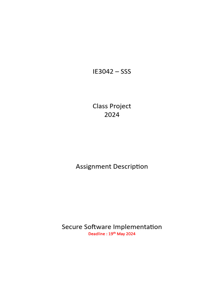 IE3042 - Class Project (2024) | PDF | Business | Computers