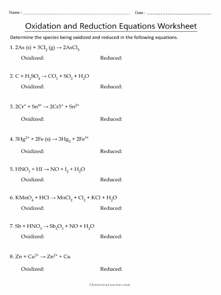 Assigning Oxidation Numbers Worksheet With Answers Chemistry | PDF