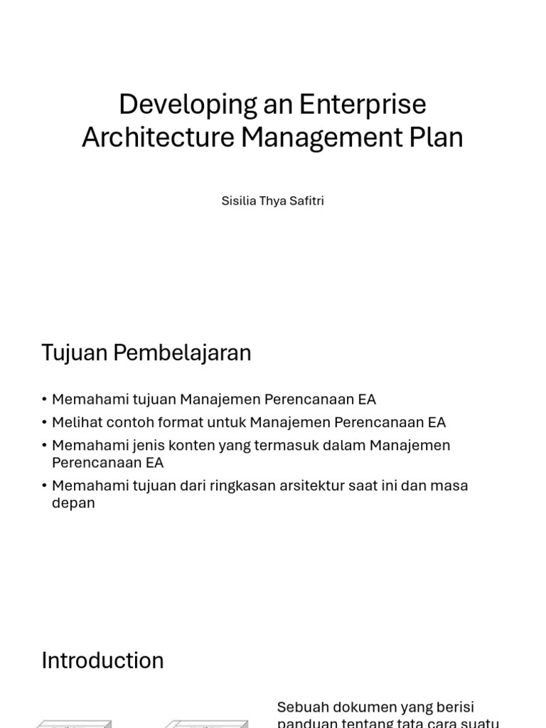 Developing An Enterprise Architecture Management Plan | PDF