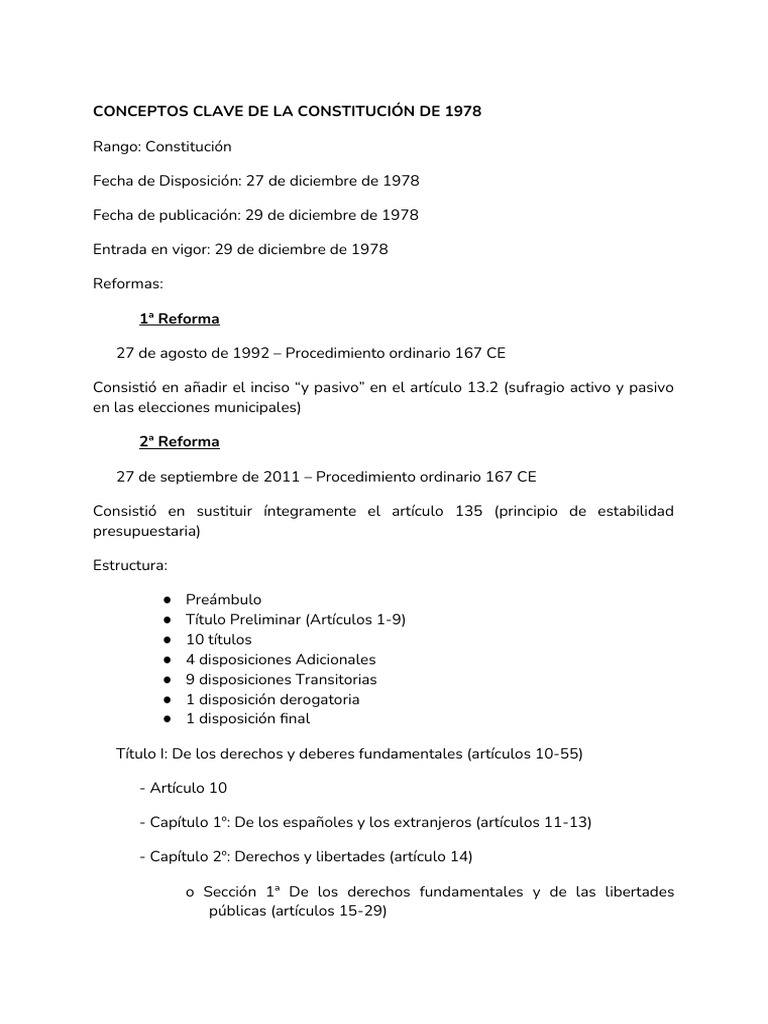 CONCEPTOS CLAVE DE LA CONSTITUCIÓN DE 1978 | PDF | Justicia | Crimen y violencia