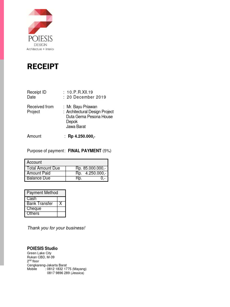 Receipt Final Duta Gema Pesona | PDF