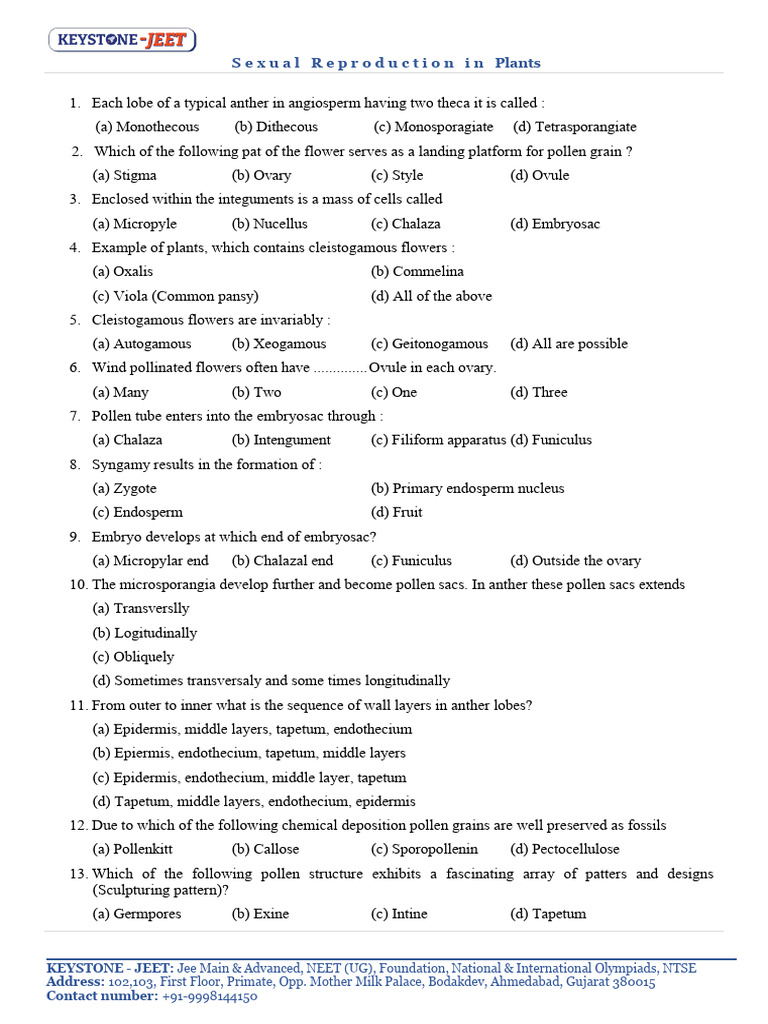 Ch-1 Sexual Reproduction in Organism (27!3!23) | PDF | Pollination | Plants