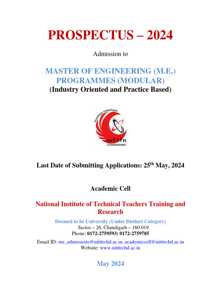 Prospectus - 2024: Master of Engineering (M.E.) Programmes (Modular) | PDF | Thesis | Vocational ...