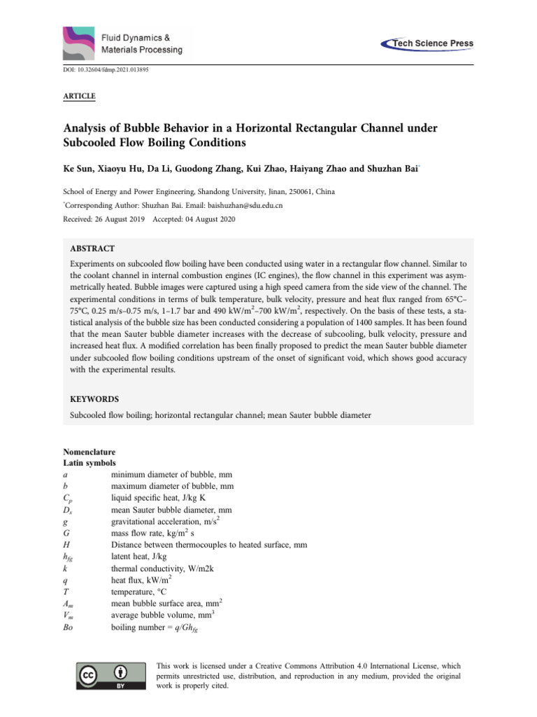 Analysis of Bubble Behavior in A Horizontal Rectan | PDF | Heat ...