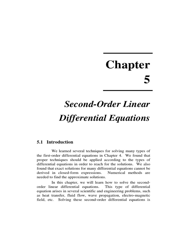 Second Order Linear Differential Equations Pdf Differential Equations Equations