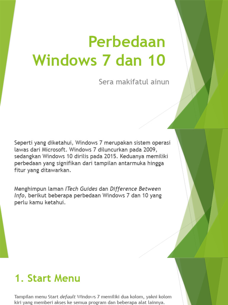 Perbandingan Windows 7 dan 10 | PDF | Game & Aktivitas | Komputer