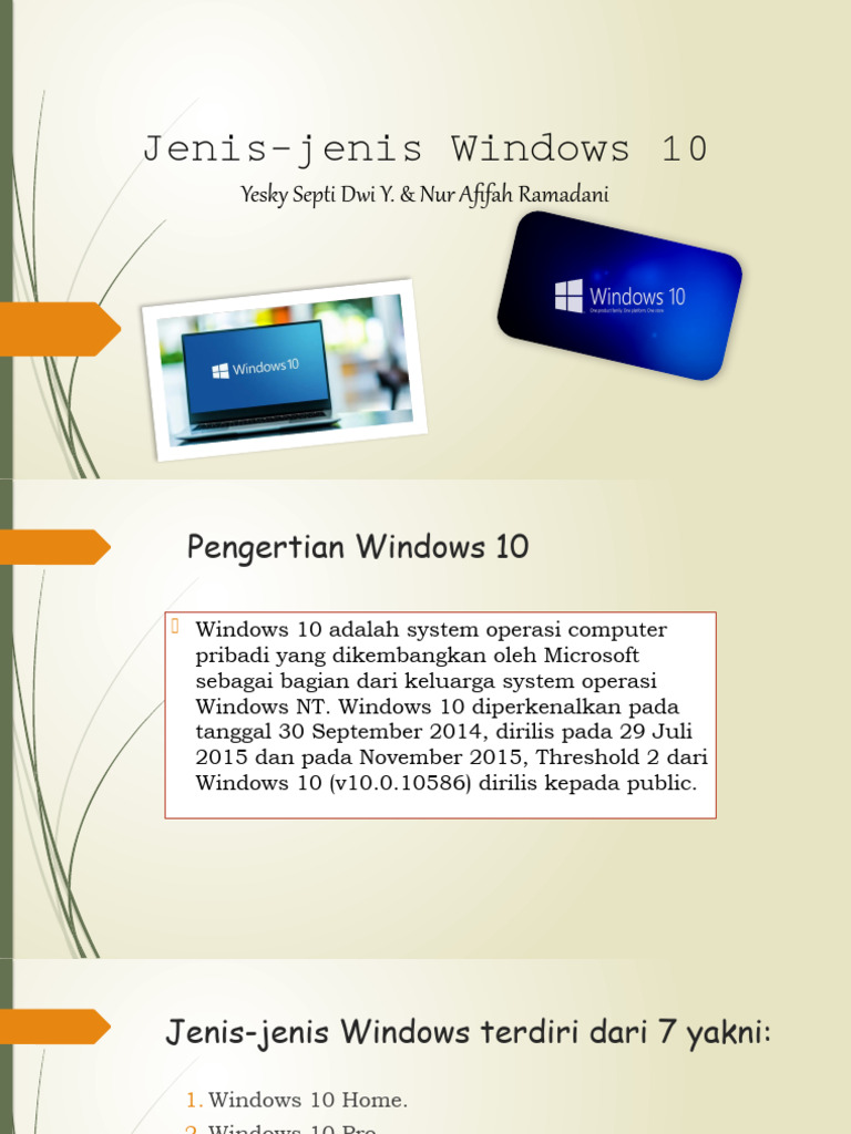 Jenis-Jenis Windows 10 dan Penjelasannya | PDF | Komputer