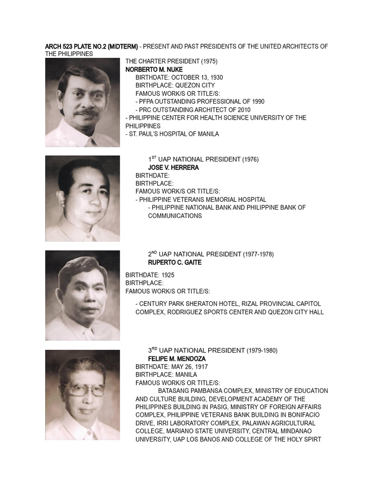 Present and Past Presidents of The United Architects of The Philippines ...