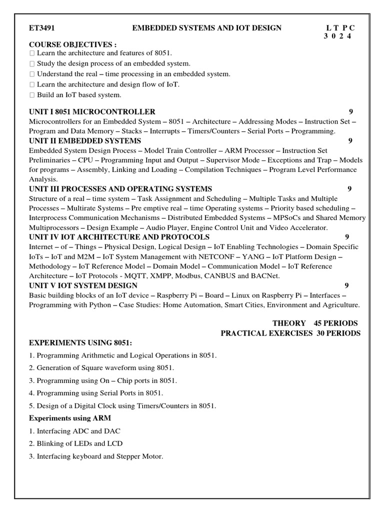 ET3491-ES&IOT LAB MANUAL - Stud | PDF | Embedded System | Internet Of Things