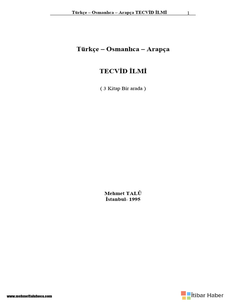Turkce Osmanlica Arapca Tecvid Ilmi 18a7e40f 67d1 4137 826e De063d6b5b84 | PDF